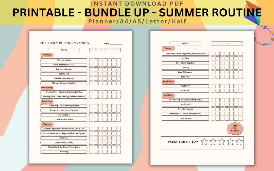 Summer Checklist Routine Guide for Kids, Encouraging Engagement ...