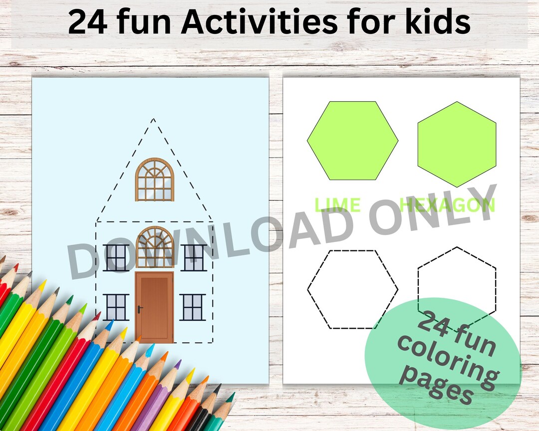 24 Sheets Learn to Trace, Color and Cut With Basic Shapes, Basic Shapes ...