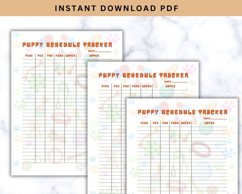 Daily Schedule for Potty, Hydration, and Feeding, Keep Track of Your ...