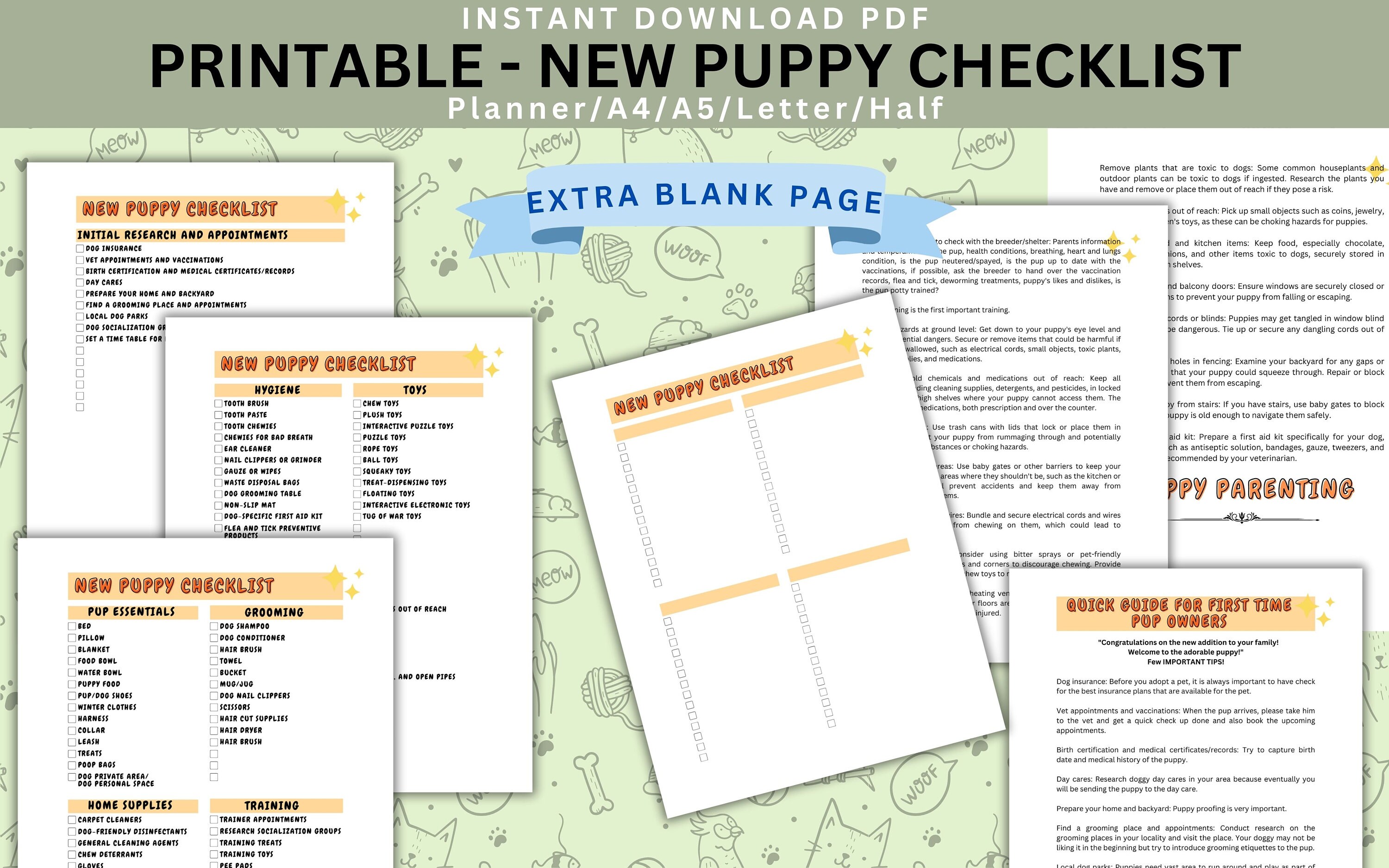 New Puppy Welcome Checklist Puppy Essentials Puppy Planner - Etsy