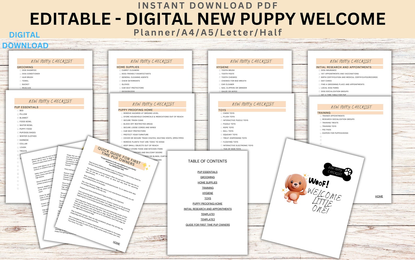 Editable Welcome New Furry Friend-checklist for First-time Dog Owners ...