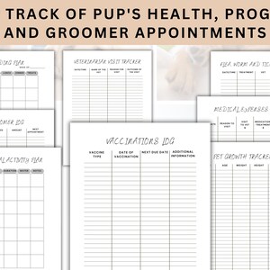 Pet Care Binder for Puppy Owners-complete Planner, Vaccination Tracker ...