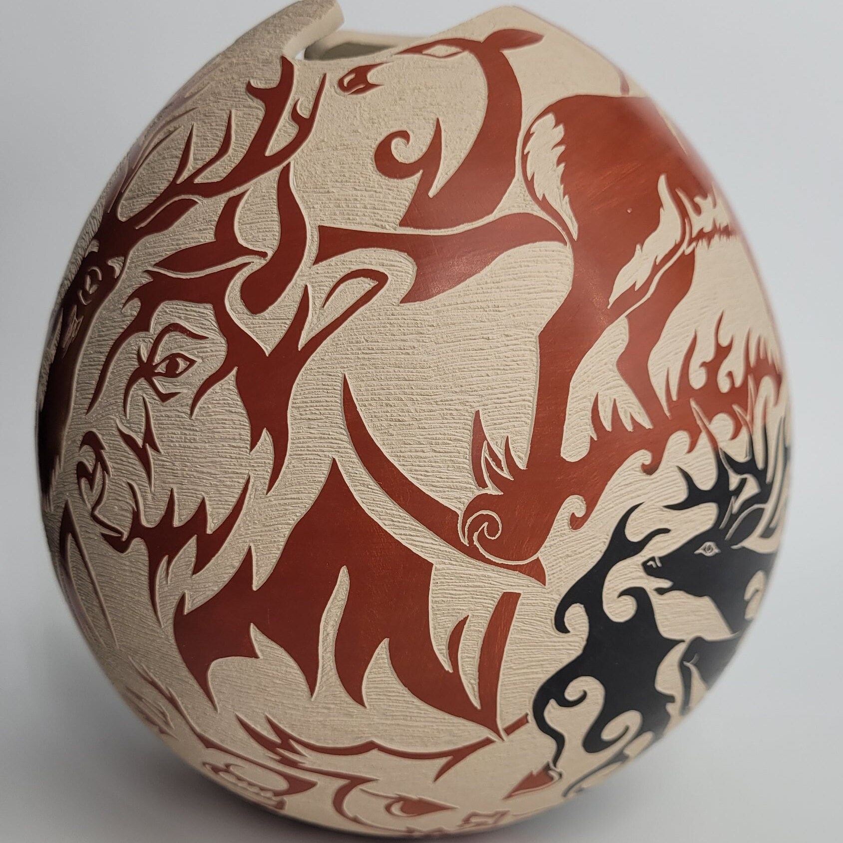 Mata Ortiz Mexican Pottery Pot With Wildlife by Abraham - Etsy