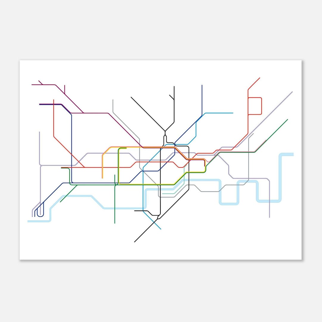 Modern Minimalist Tube Map Poster - Elegant Wall Art for Home & Office ...