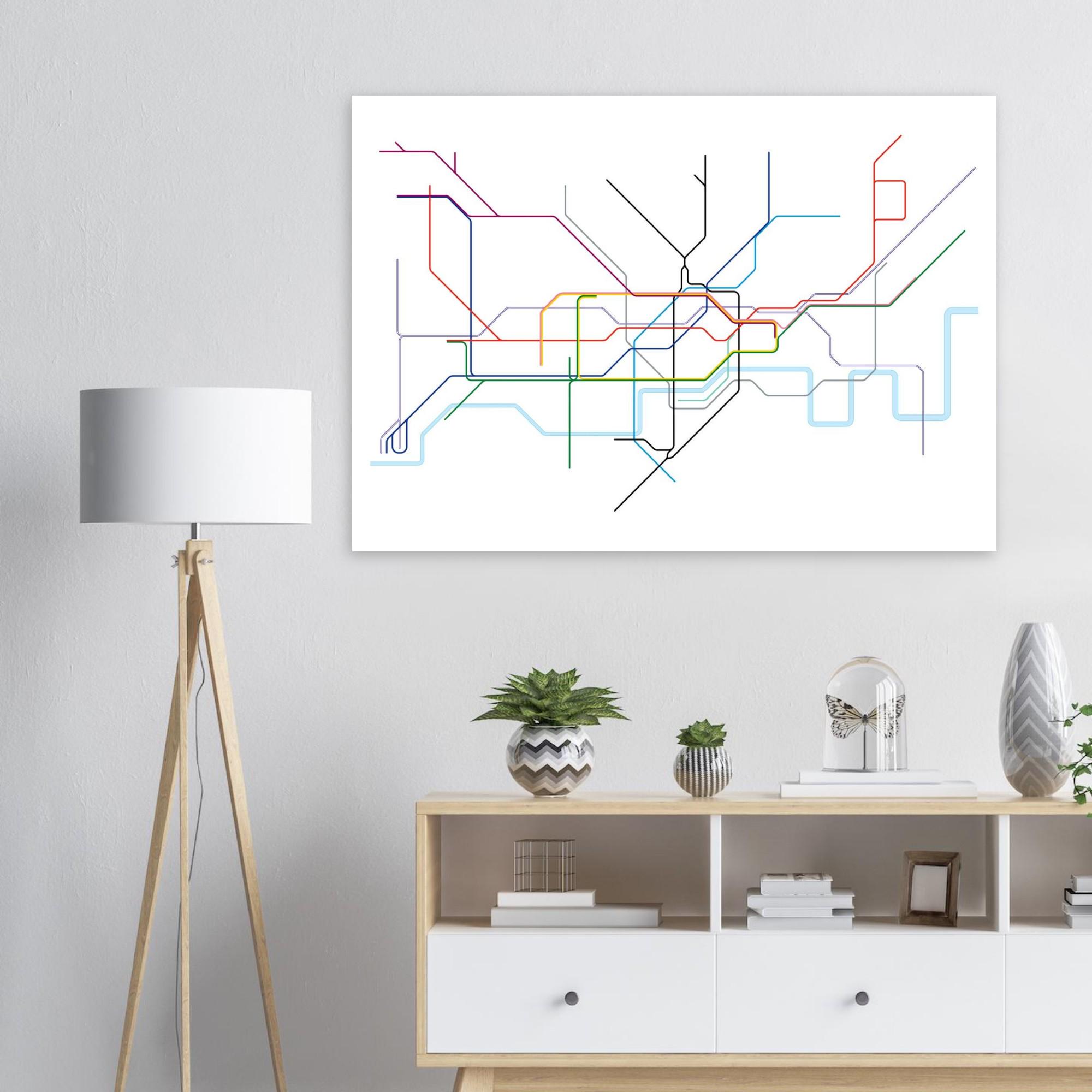 Modern Minimalist Tube Map Poster - Elegant Wall Art for Home & Office ...