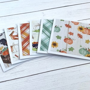 Fall Pumpkin Mini Cards // Set of 6 // Folded // 3" X 3" Blank Note ...