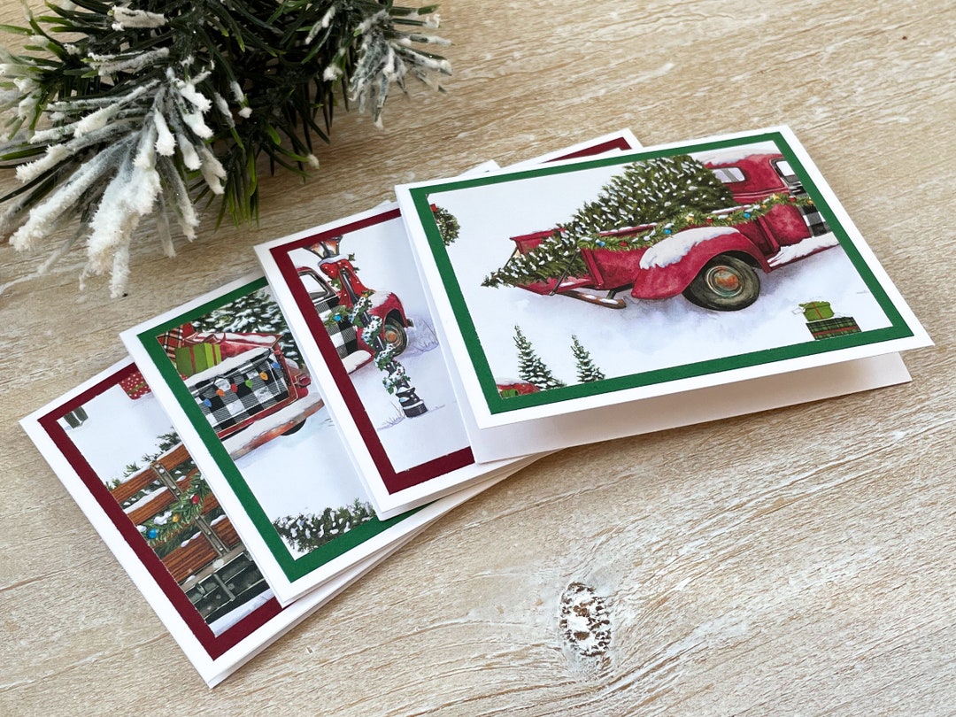 Snowy Christmas Mini Cards // Set of 4 // Folded // 3" X 3" or 3" X 4 ...
