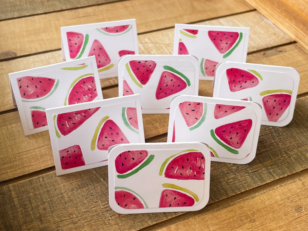 Tiny Watermelon Cards // Set of 8 // Folded // 1.5” X 2" Blank Note ...