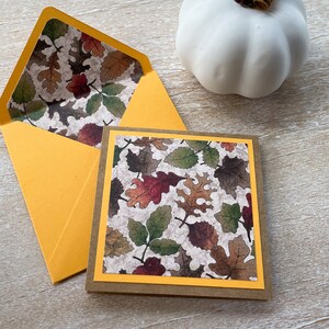 Fall Leaves Mini Cards // Set of 5 // Folded // 3" X 3" Blank Note ...