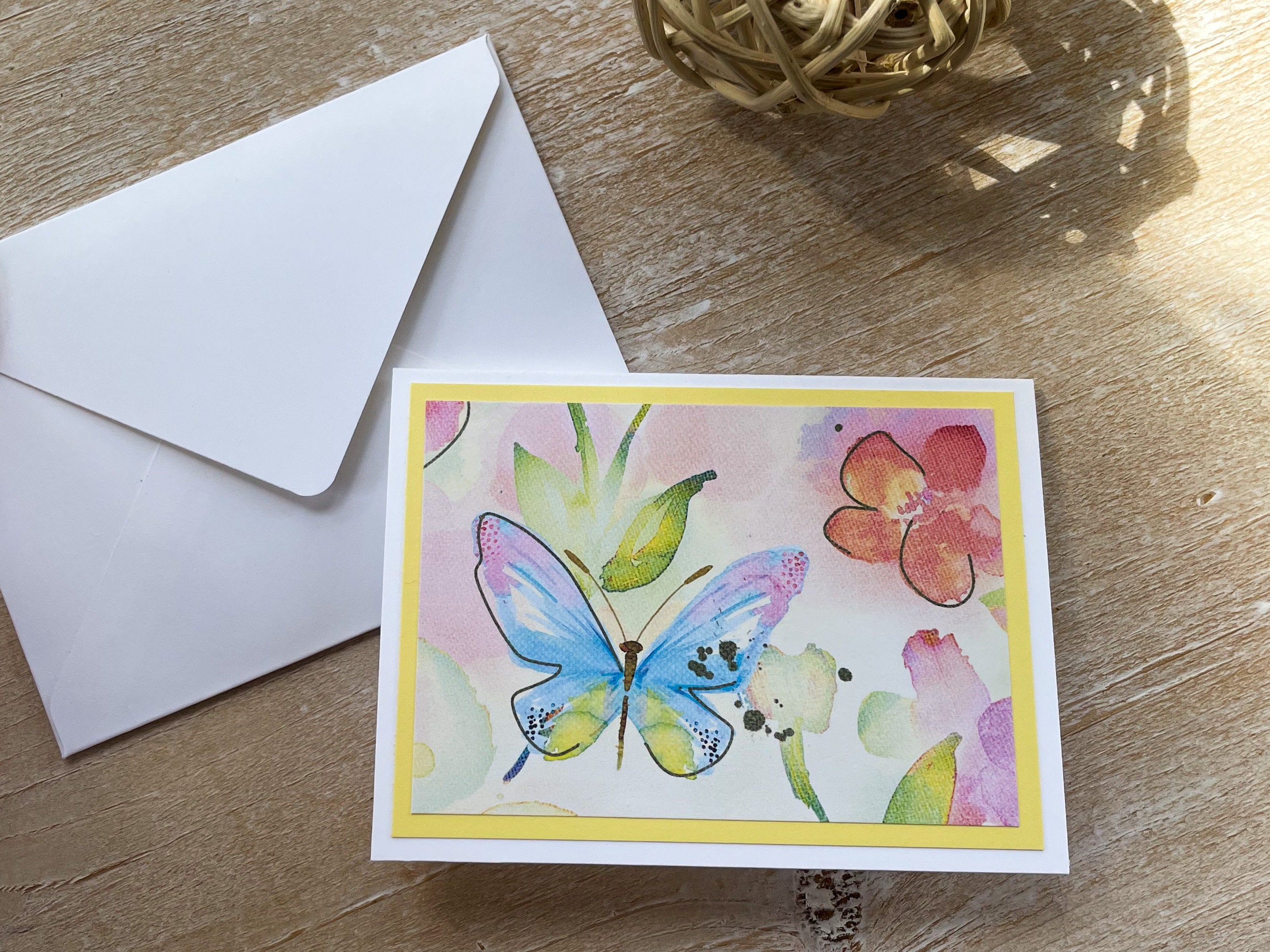 Butterfly Mini Cards // Set of 4 // Folded // 3" X 4" or 3.5" X 5 ...