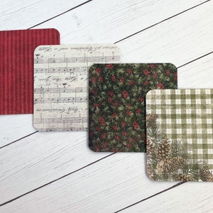 Vintage Christmas Mini Cards // Folded // 3" X 3" Blank Note Cards With ...