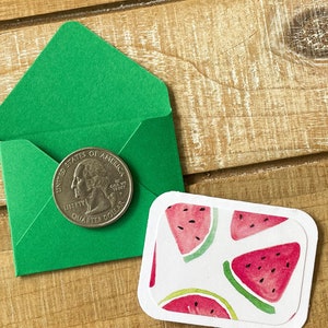 Tiny Watermelon Cards // Set of 8 // Folded // 1.5” X 2" Blank Note ...