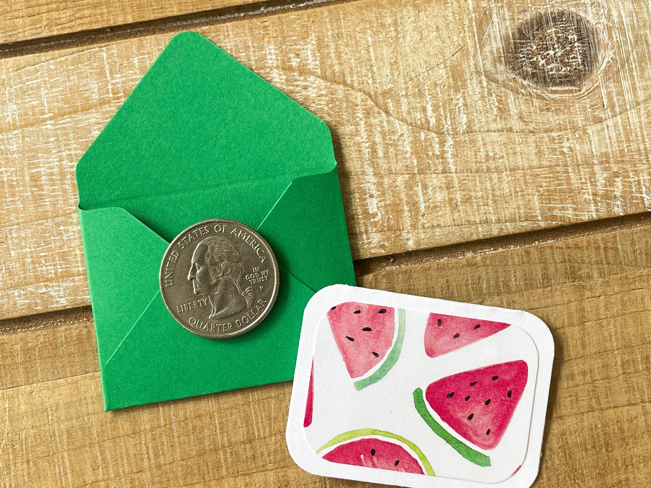 Tiny Watermelon Cards // Set of 8 // Folded // 1.5” X 2" Blank Note ...