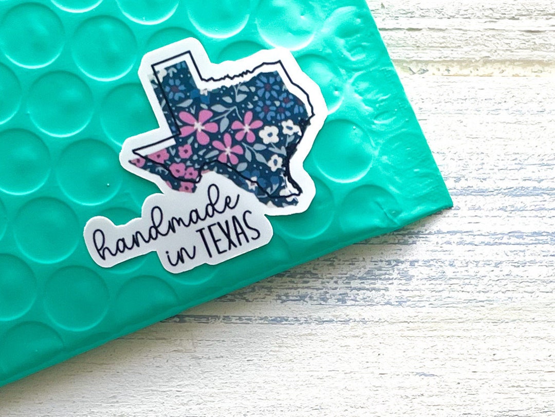 Handmade in Texas Stickers // 30 Stickers per Sheet // Packaging ...