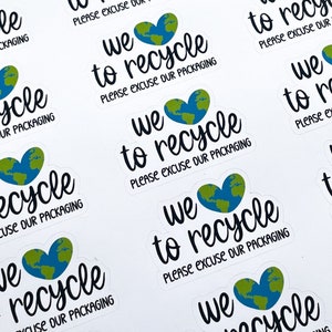 We Love to Recycle Stickers // 21 Stickers per Sheet // Packaging ...