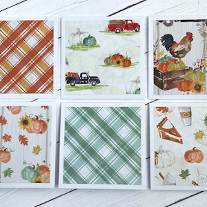 Fall Pumpkin Mini Cards // Set of 6 // Folded // 3" X 3" Blank Note ...