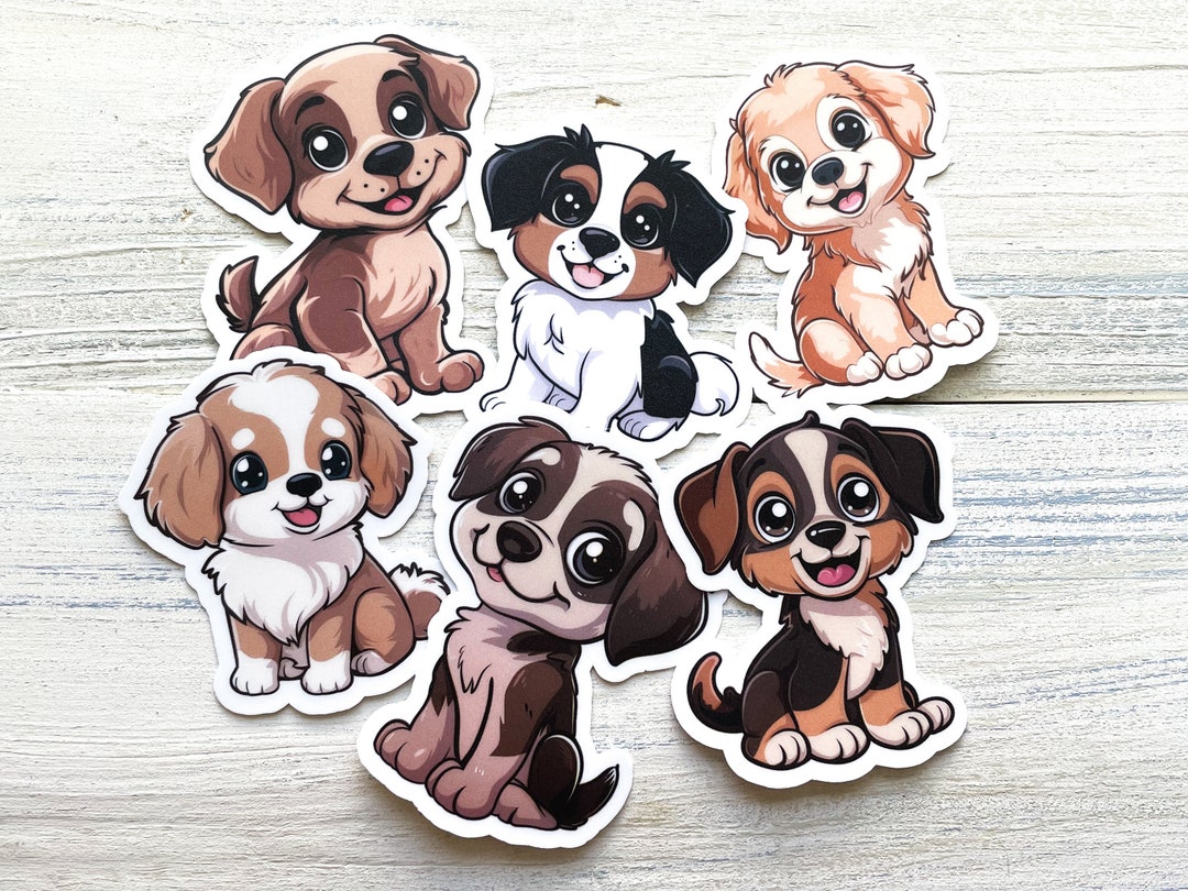 Cute Puppy Sticker Pack // Set of 6 Vinyl Stickers // Die Cut Stickers ...