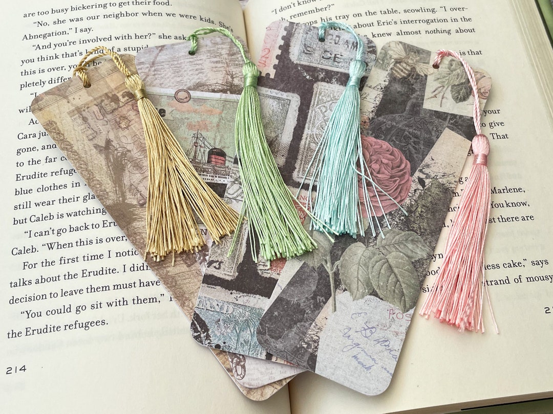 Vintage Print Ephemera Bookmarks // Set of 4 // Bookmarks With Tassels ...