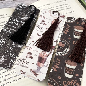 Coffee Themed Bookmarks // Set of 3 // Bookmarks With Tassels - Etsy