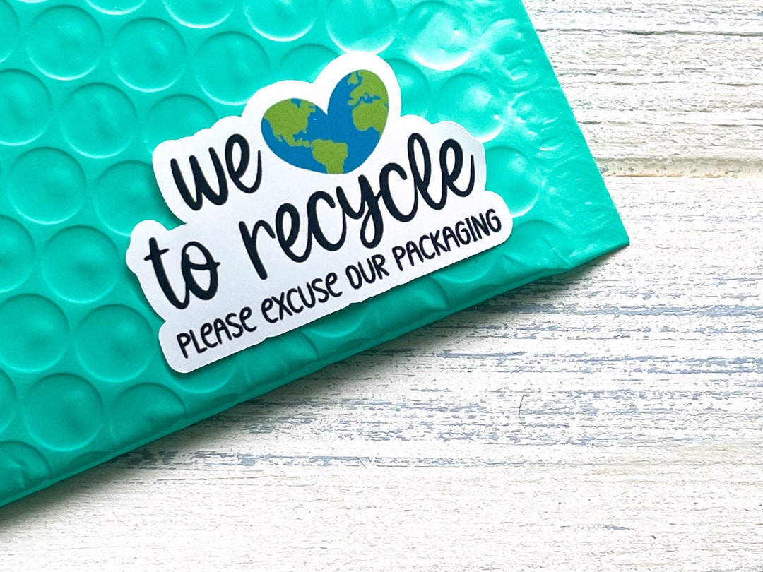 We Love to Recycle Stickers // 21 Stickers per Sheet // Packaging ...