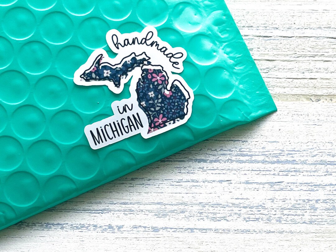 Handmade in Michigan Stickers // 30 Stickers per Sheet // Packaging ...