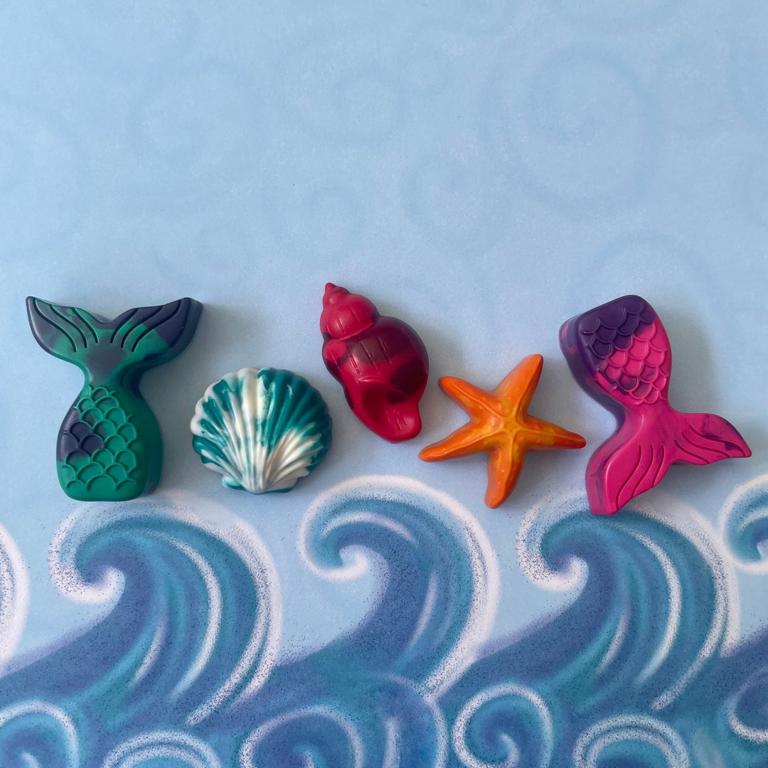 Ocean Crayons, Beach Crayons, Seashell Crayons, Mermaid Tail Crayons ...