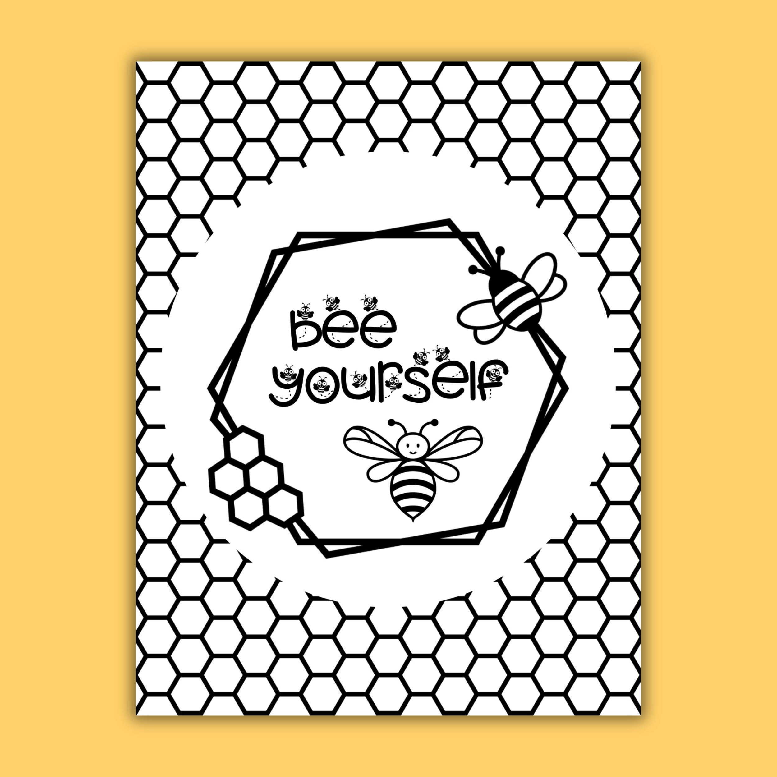 Printable Bee Coloring Pages for Kids Bee Happy Bee Kind - Etsy