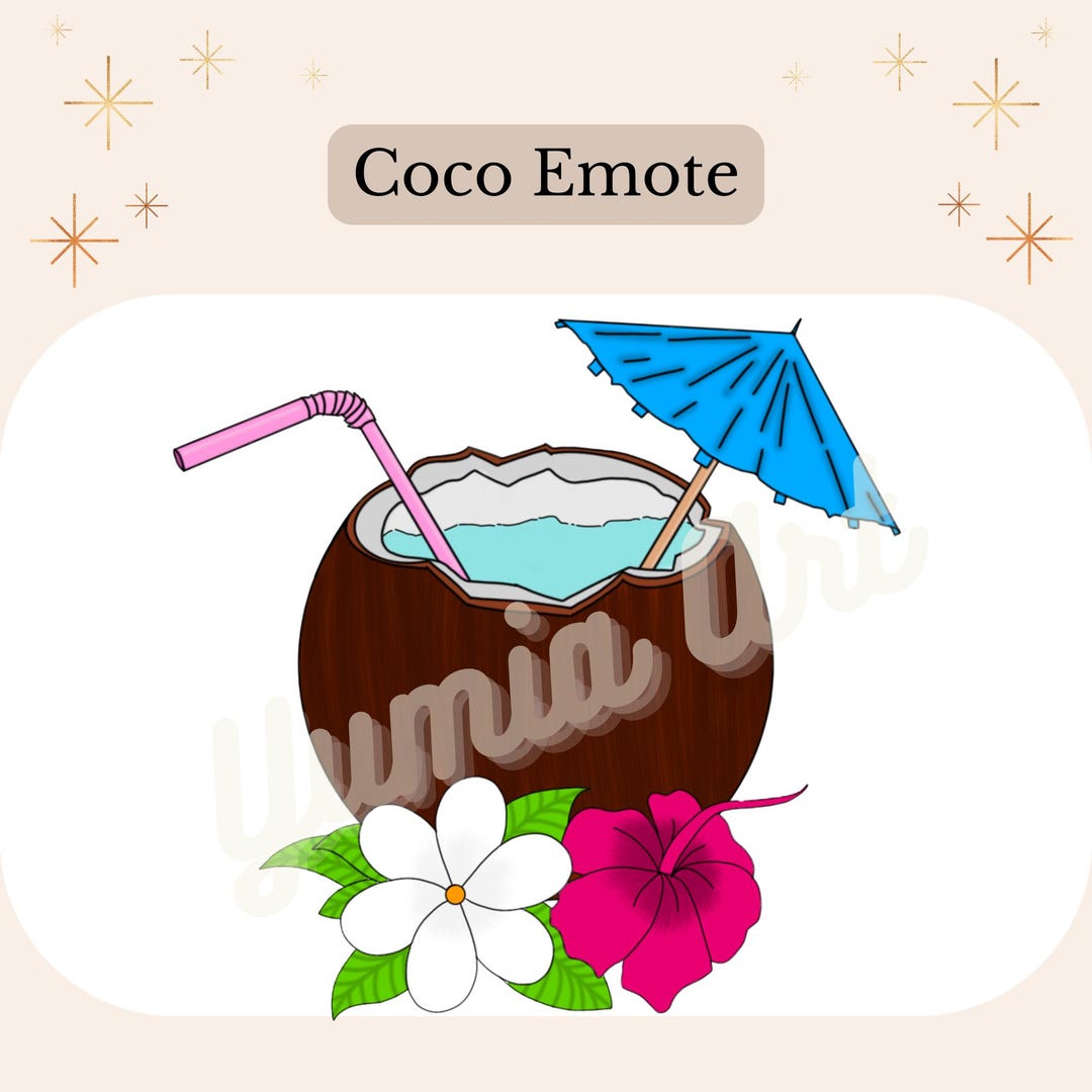 Summer Coconut Cocktail - Emote - Clipart - Twitch - Discord - Sub ...