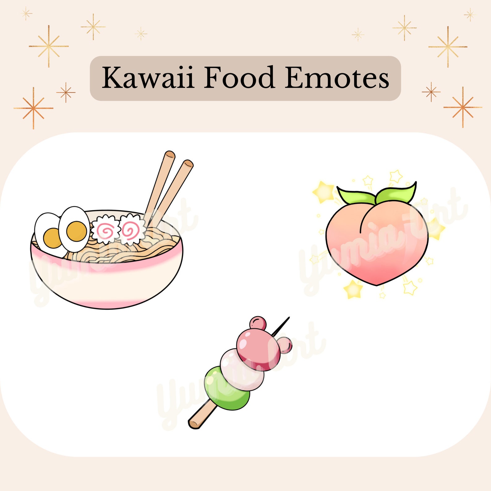 Kawaii Food Emotes - Twitch Discord - Sub Badges - Clipart - PNG ...
