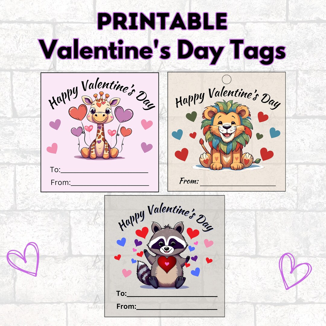 Printable Valentines Day Tags, Printable Instant Download Gift Tags ...