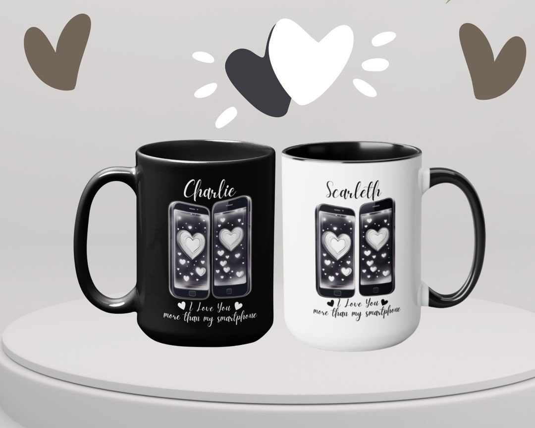Personalized Coffee Mug for Couple, Romantic Mug, Smartphone Love Mug ...