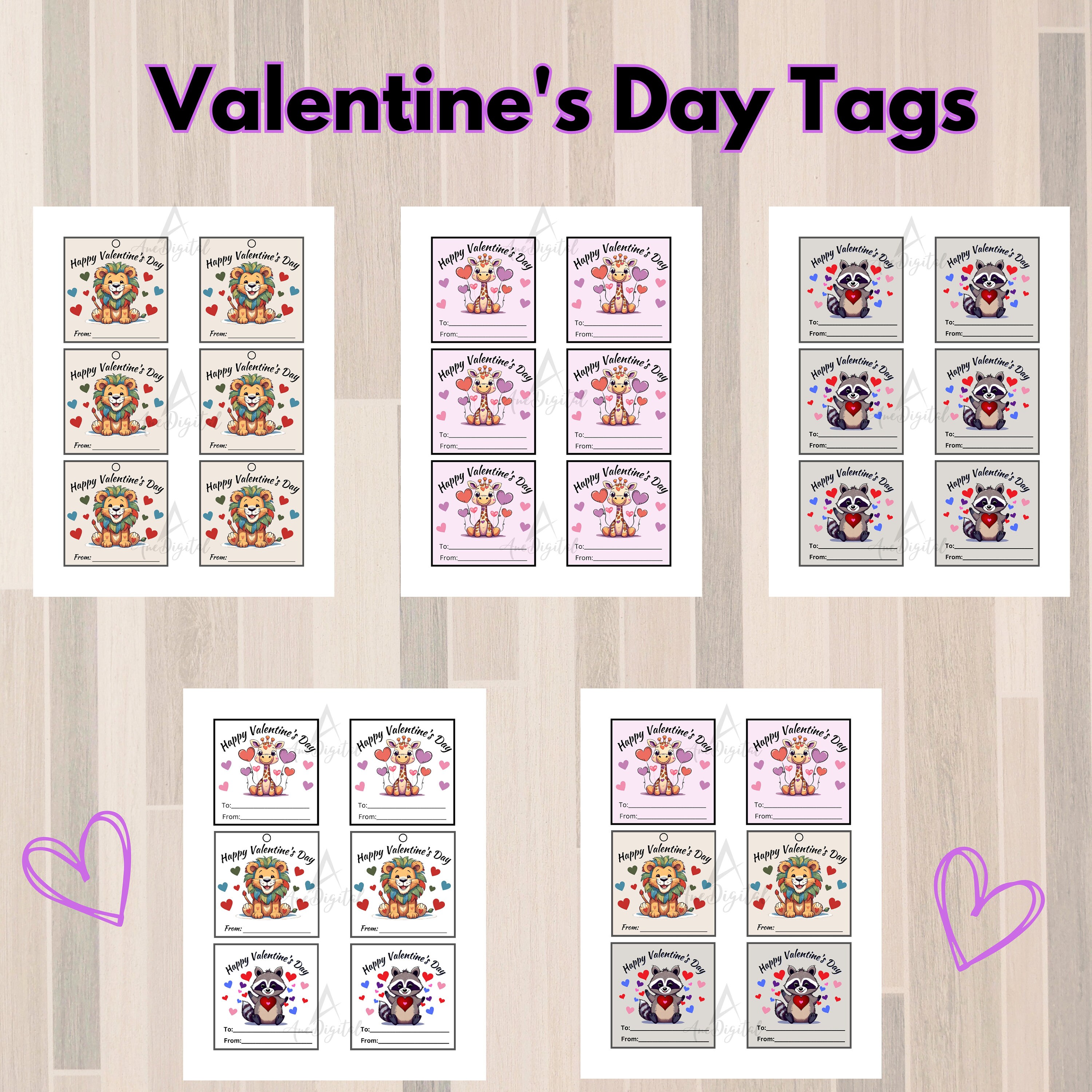 Printable Valentines Day Tags, Printable Instant Download Gift Tags ...