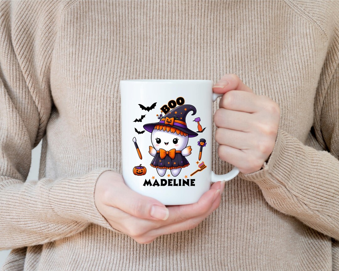 Personalized Witch Tooth Mug, Spooky Dentist Gift, BOO Smile - Etsy