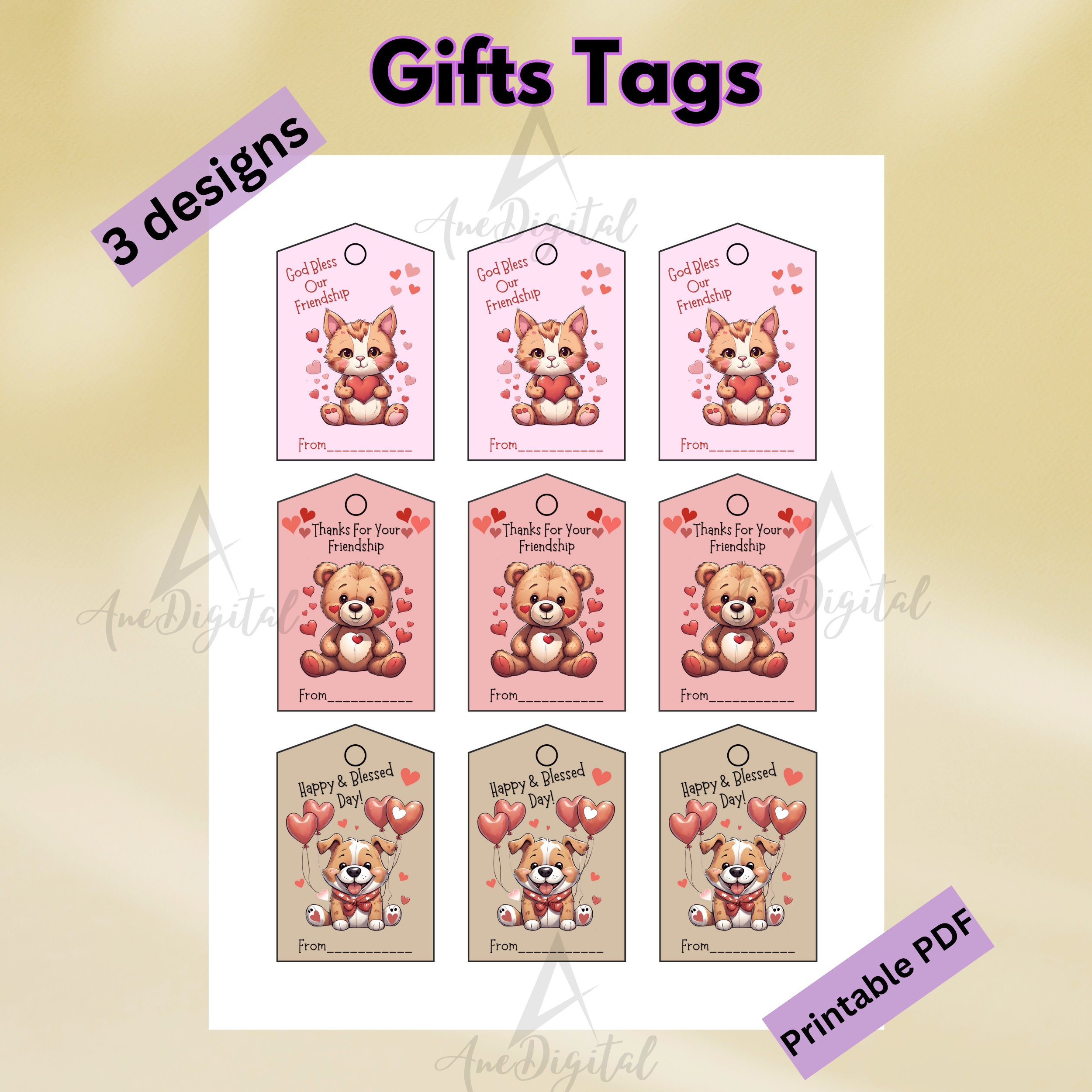 Printable Friendship Gift Tags/inspirational Gift Tags/instant Download ...