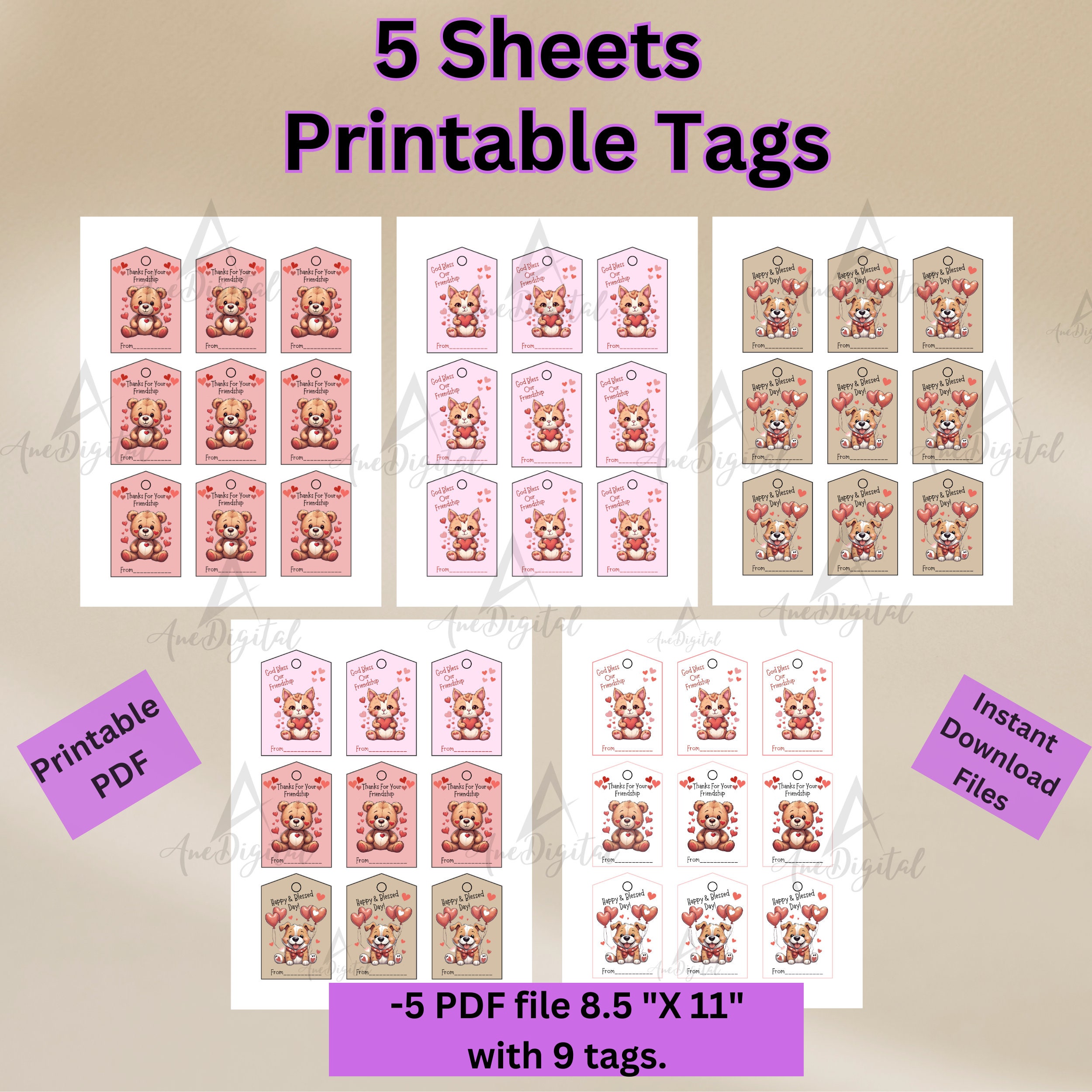 Printable Friendship Gift Tags/inspirational Gift Tags/instant Download ...