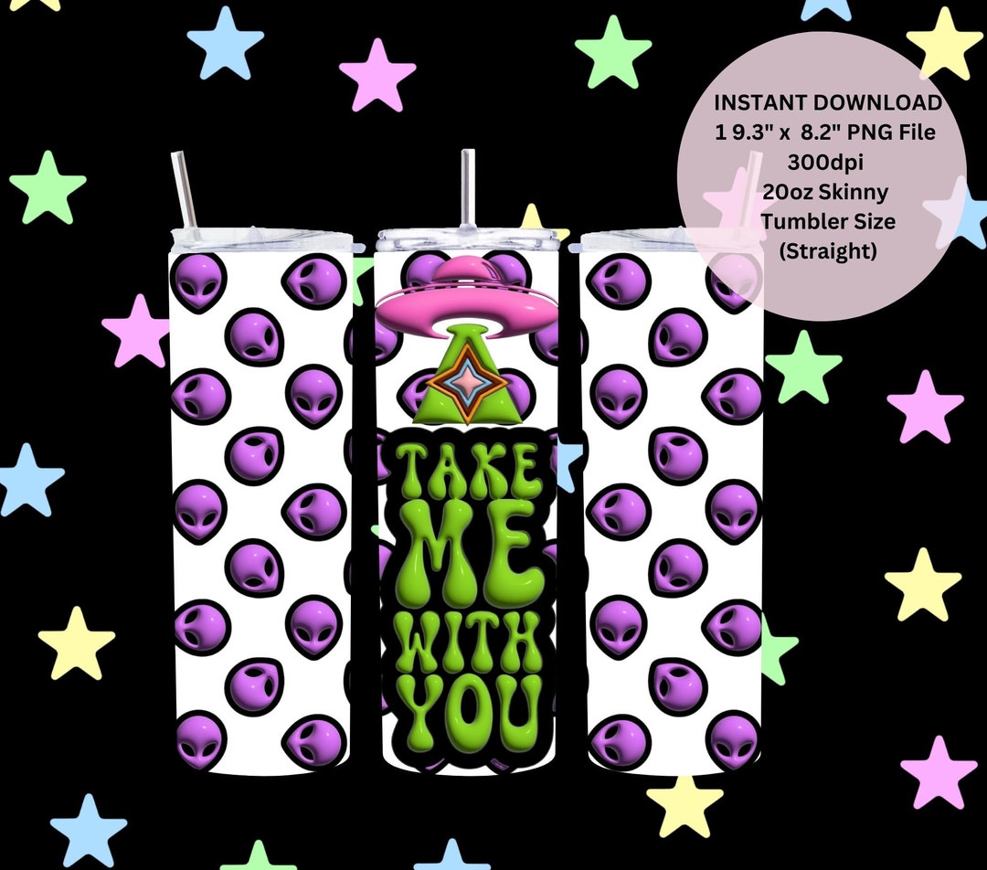 3D Inflated Tumbler Wrap PNG Files Puffy Designs Alien Disclosure ...