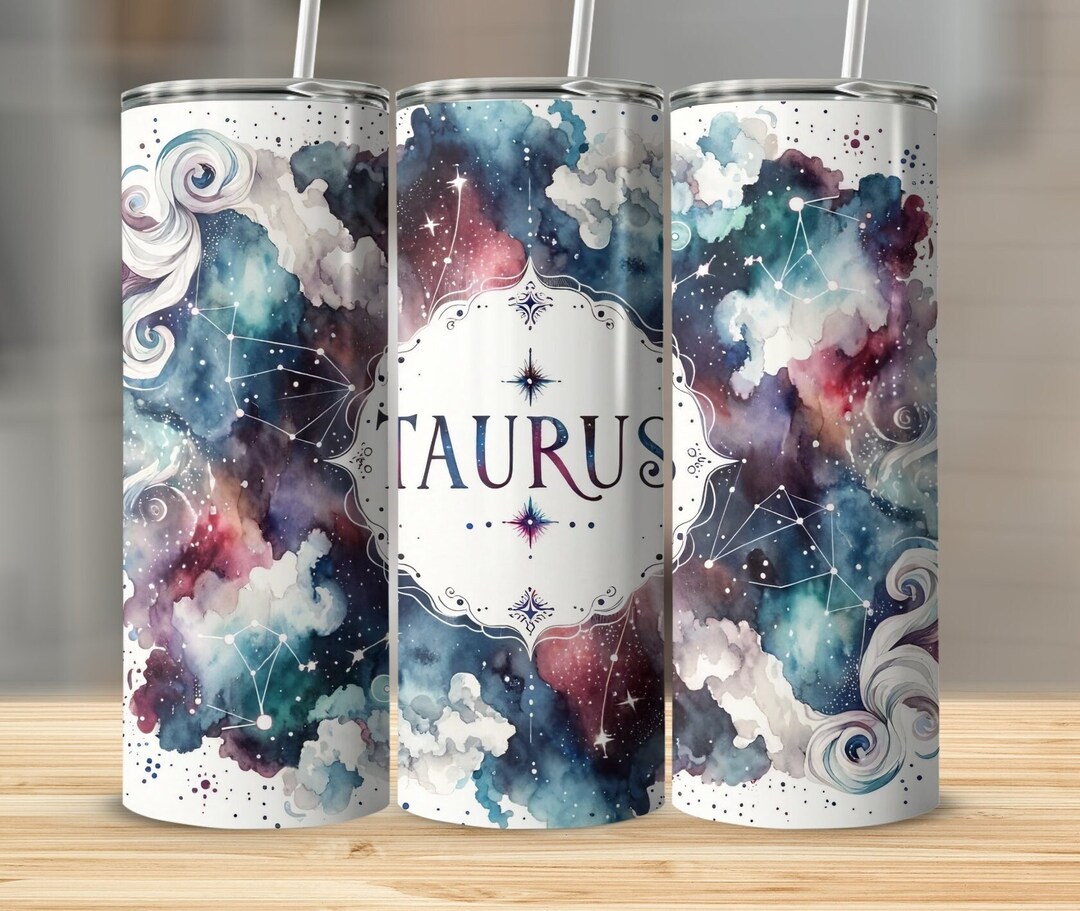 Taurus Zodiac Watercolor Celestial 20oz Skinny Straight & Tapered ...