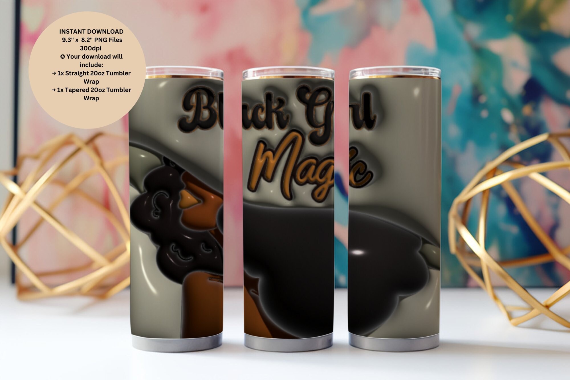 Black Girl Magic Afro Queen 20 Oz 3D Inflated Puffy Skinny - Etsy