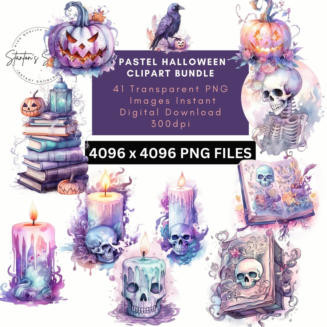 Pastelloween Clipart PNG Set Pastel Halloween Clipart Commercial Use ...