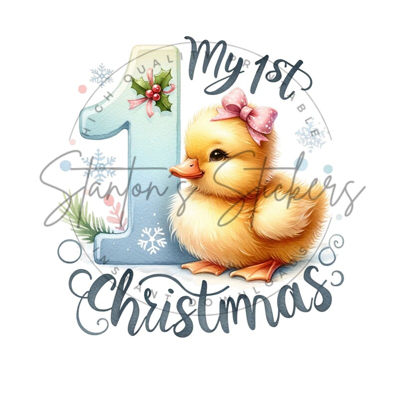 Baby's First Christmas Clipart: Watercolor Animals PNG Bundle (digital ...