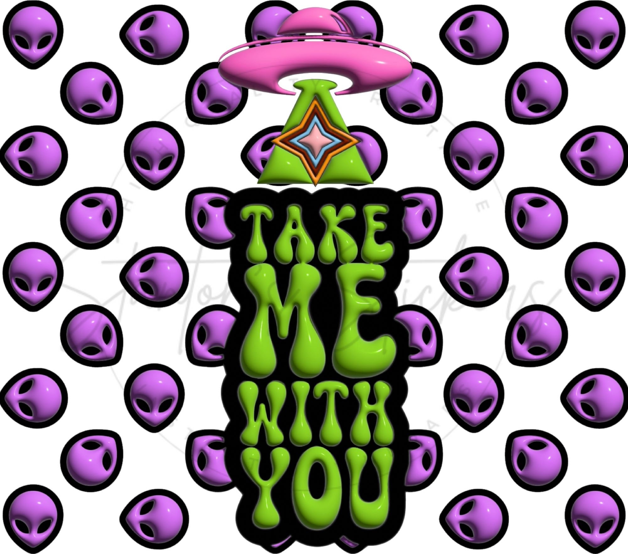 3D Inflated Tumbler Wrap PNG Files Puffy Designs Alien - Etsy