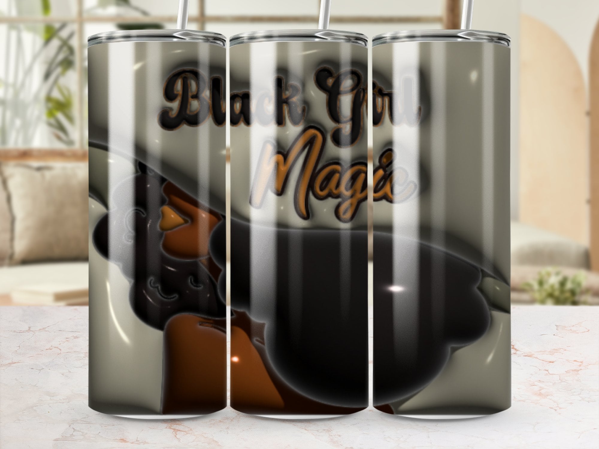 Black Girl Magic Afro Queen 20 Oz 3D Inflated Puffy Skinny - Etsy