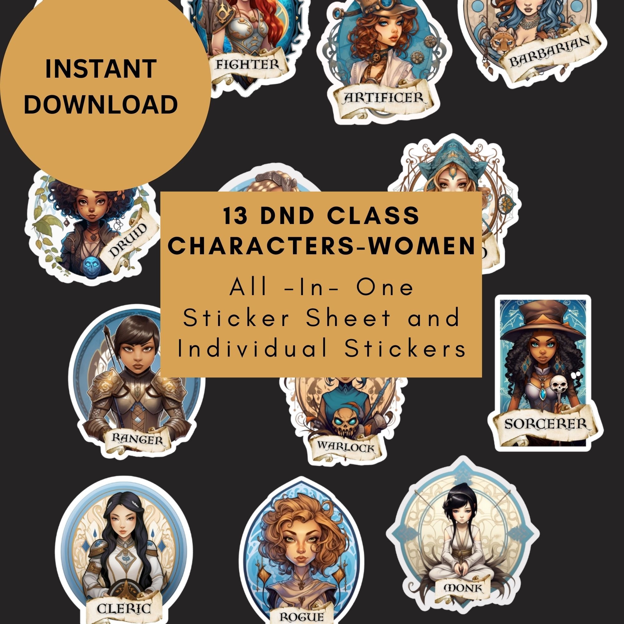 DND Stickers Dungeons and Dragons Class Stickers DND Women - Etsy