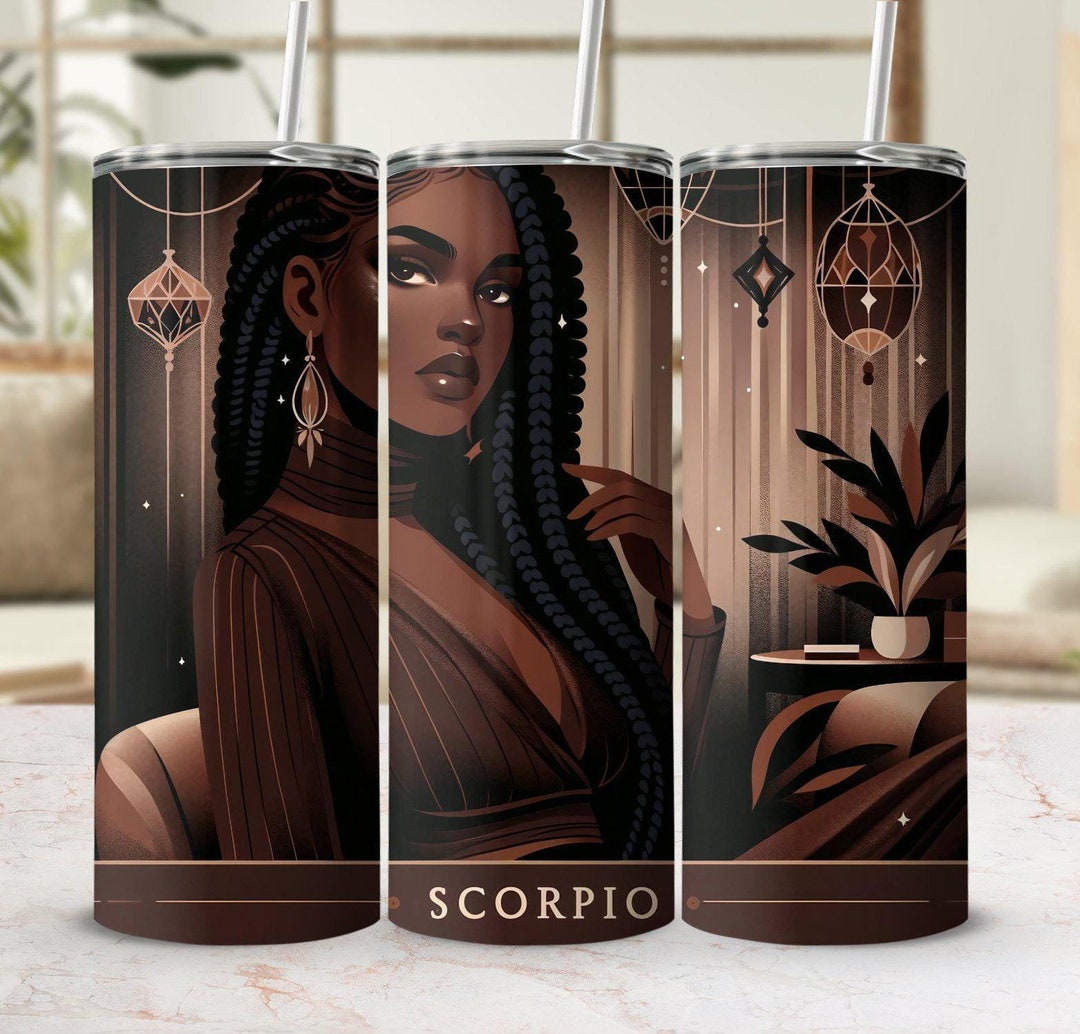 Scorpio Zodiac Sign African Women Black Girl 20 Oz Skinny PNG ...
