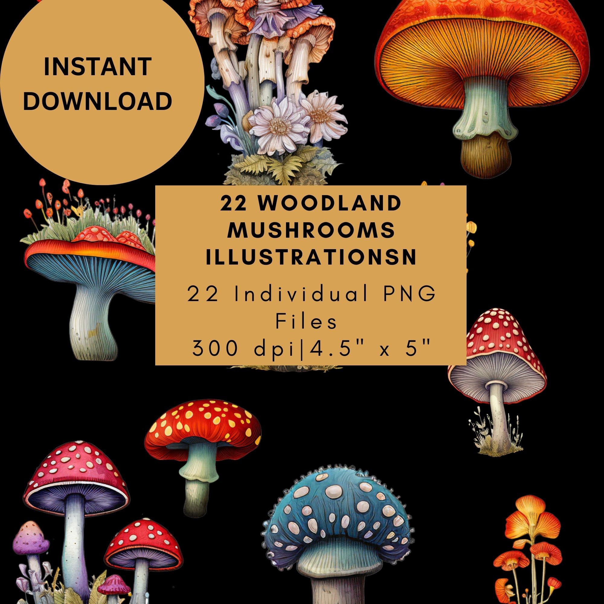 Watercolor Fairy Mushroom Forest Clipart and Florals Clip Art - Etsy