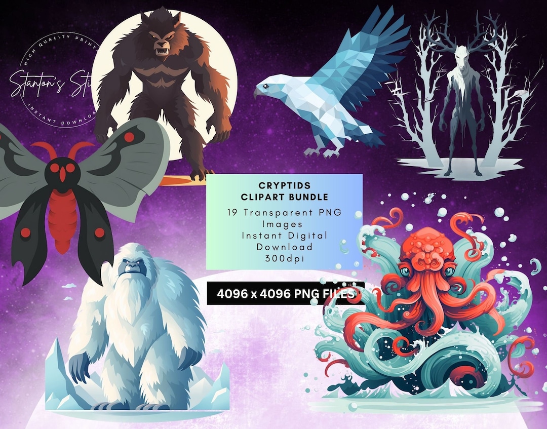 Cryptid Clipart Bundle: Mythical Creatures PNG Set (commercial Use) - Etsy