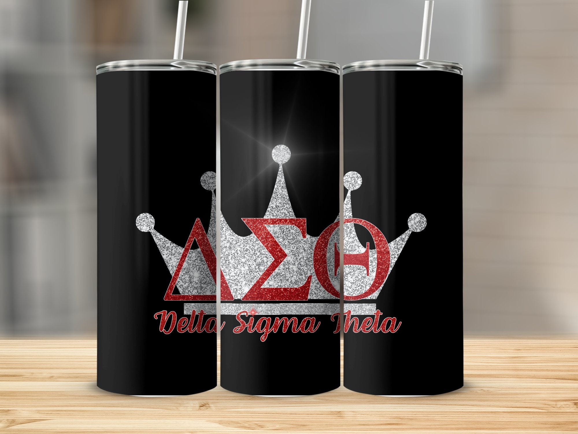 Delta Sigma Theta DST Sorority Glitter Crown Queen Tumbler Sublimation ...