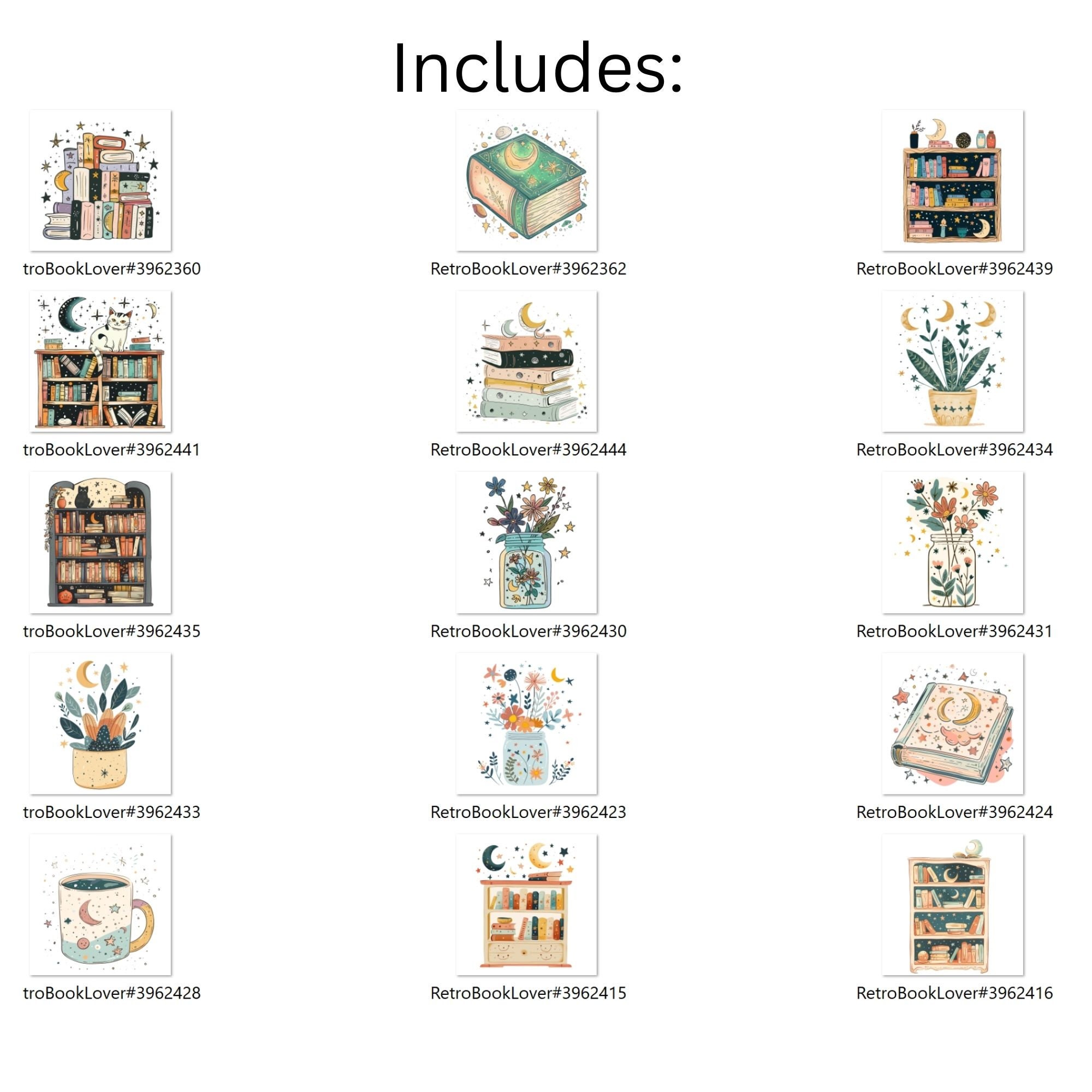 Retro Book Lover Librarian Cute PNG Clipart Bundle Transparent ...