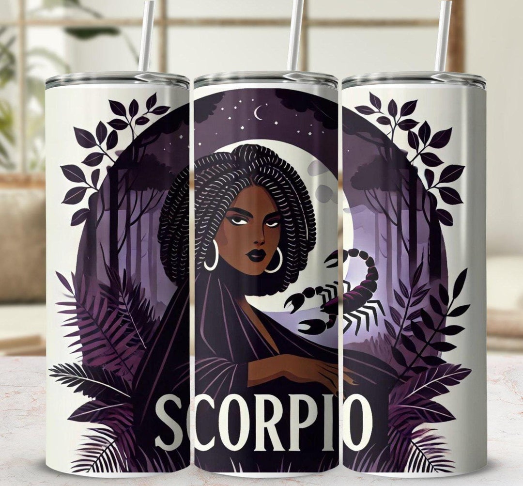 Scorpio Zodiac Sign African Women Black Girl 20 Oz Skinny PNG ...