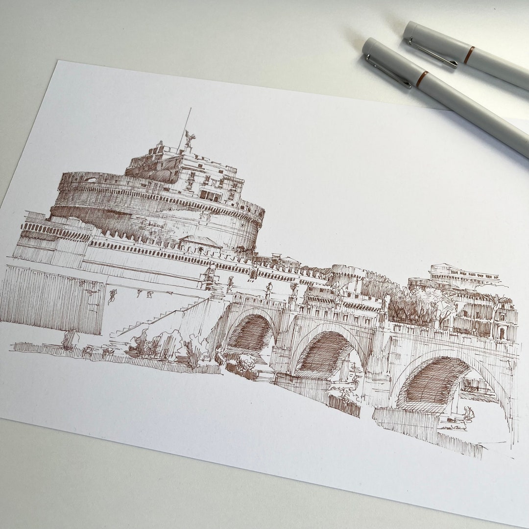 Castel Sant'angelo A4 Print Unframed Rome Italy Print Art Drawing ...